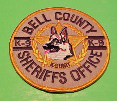 BELL COUNTY TEXAS SHERIFF 4" K-9 ( LIGHT GREY BACKGROUND ) POLICE PATCH ...