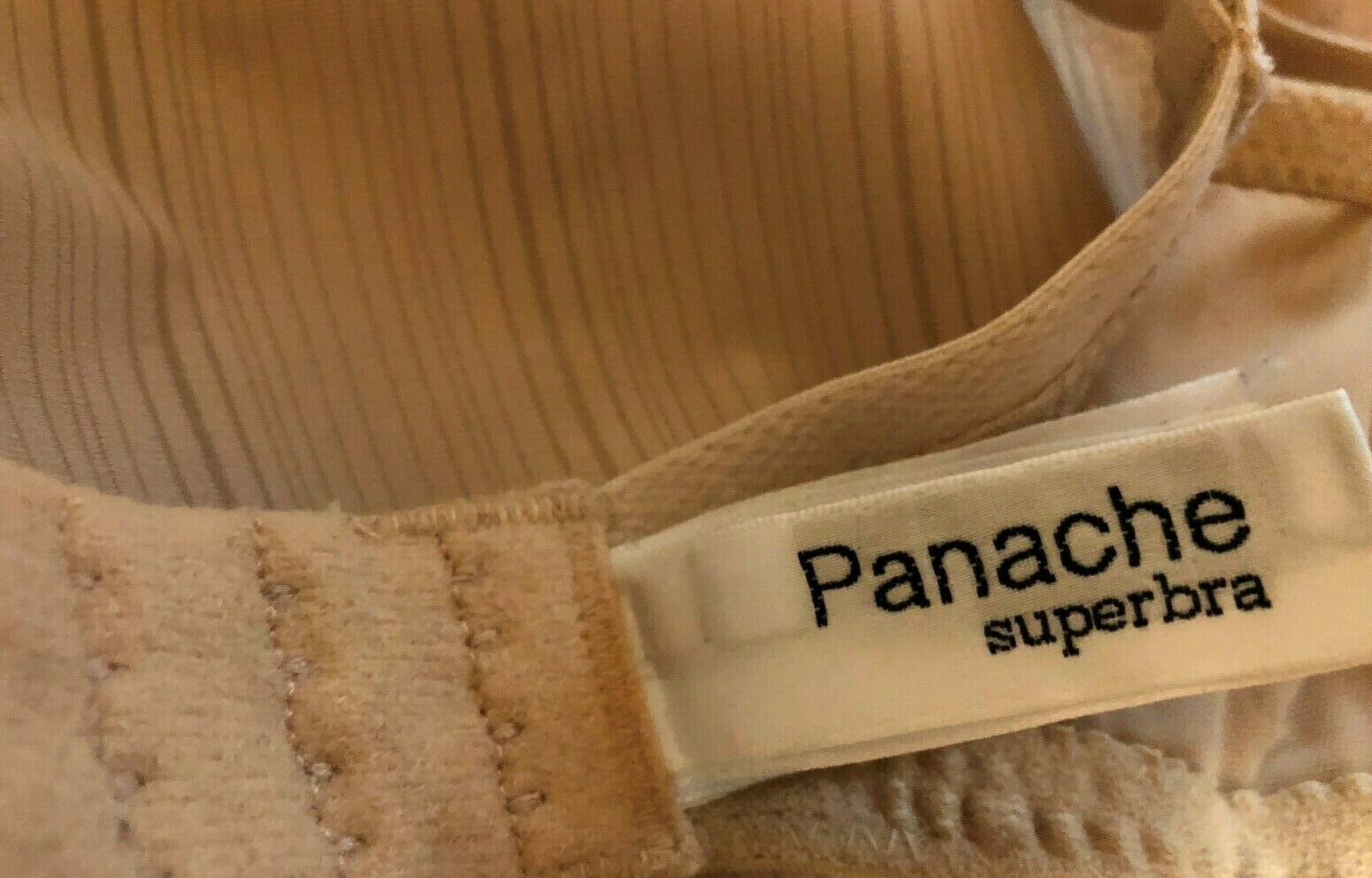 EUC Panache Superbra PORCELAIN VIVA Nude & Black Nylon 6071 T-Shirt Bra ...