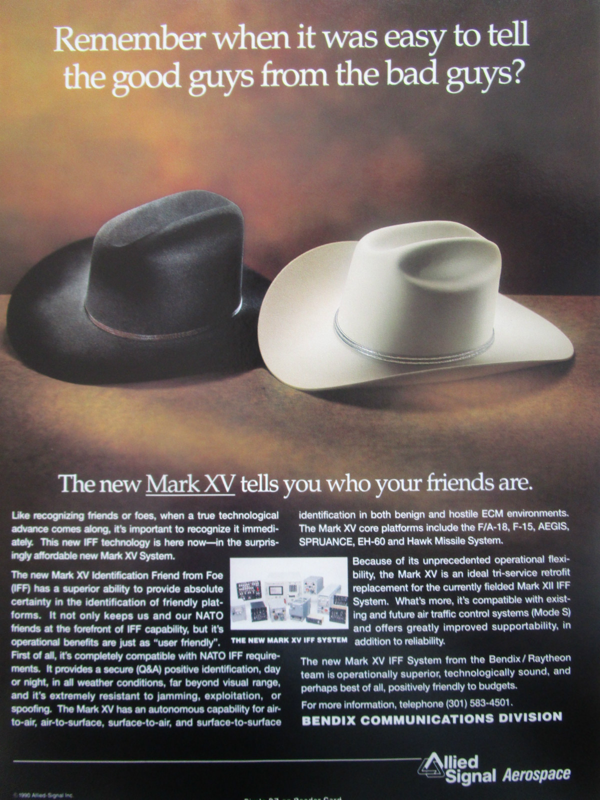 10/1990 PUB ALLIED SIGNAL AEROSPACE BENDIX MARK XV IFF SYSTEM CHAPEAU ...