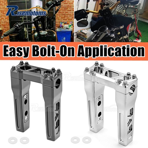 Black Chrome Handlebar Risers Clamp Club Style For Harley Dyna Softail ...