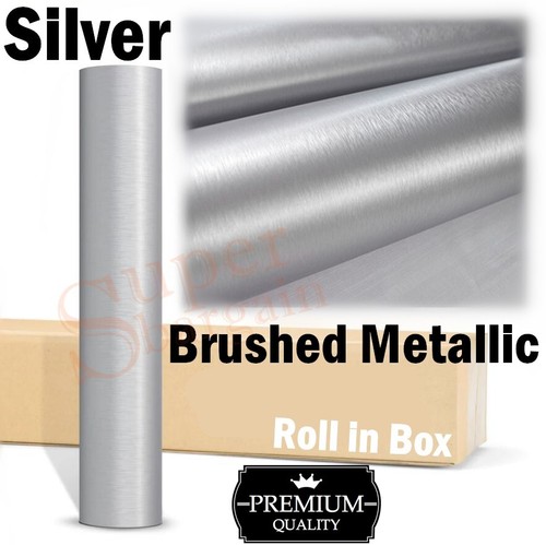 152cm x 60cm Brushed Metallic Silver Car Vinyl Wrap Vinyl Stickers ...