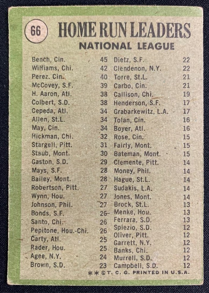 1971 Topps NL 1970 Cincinnati Reds/Chicago Cubs #66 G-VG | eBay