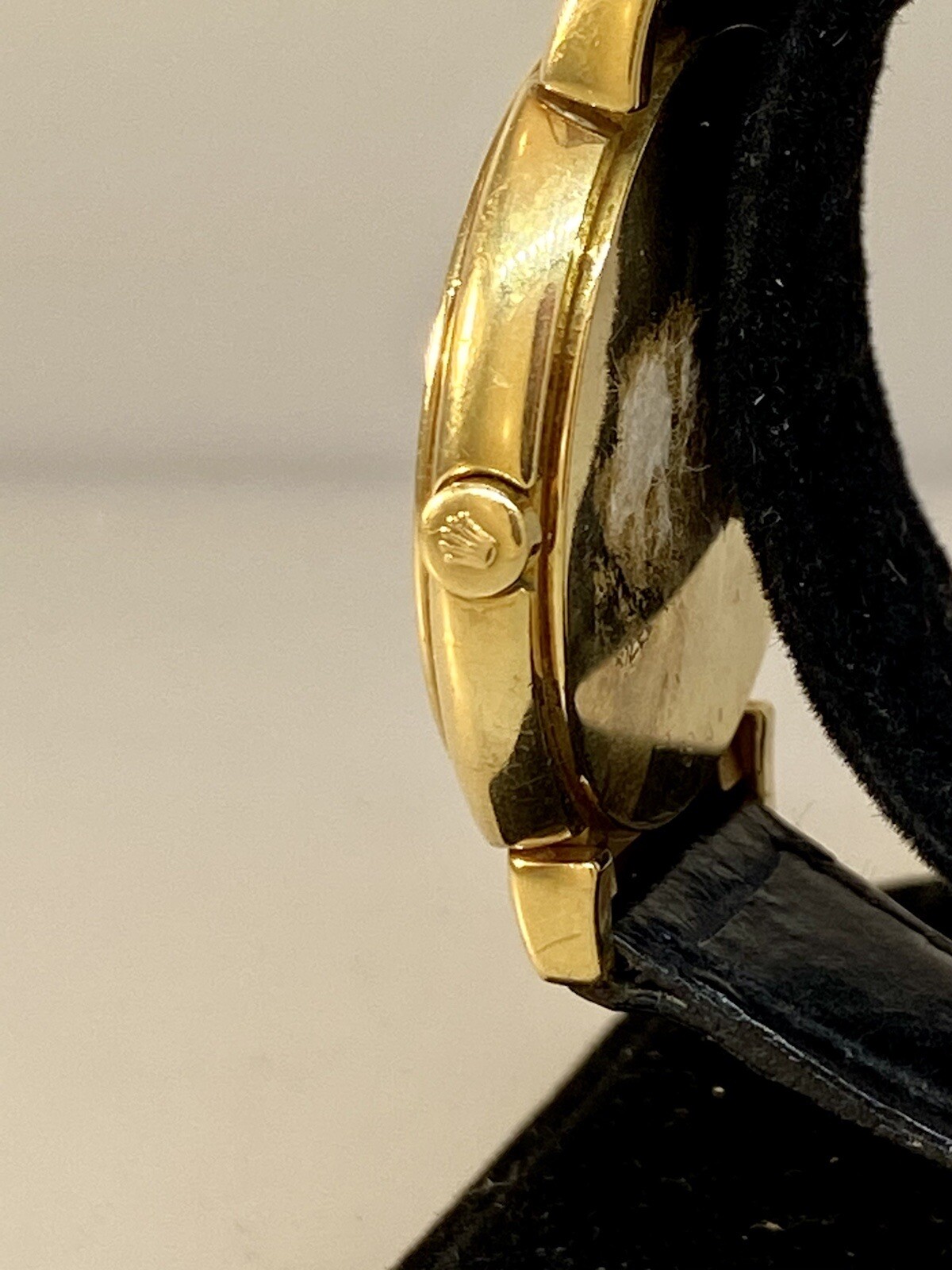 Rolex Cellini White Roman Dial Yellow Gold Leather Band Men's Watch ...