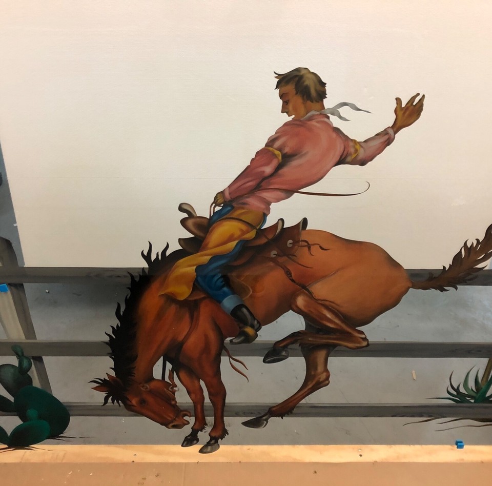 RARE Vintage Las Vegas Boulder Club Casino Mirrors Hand Painted Western ...