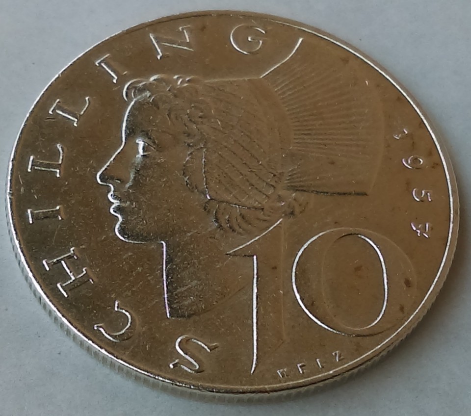 10 Schilling 1957. REPUBLIK ÖSTERREICH, Austria Silver coin (.640) 7,50 ...