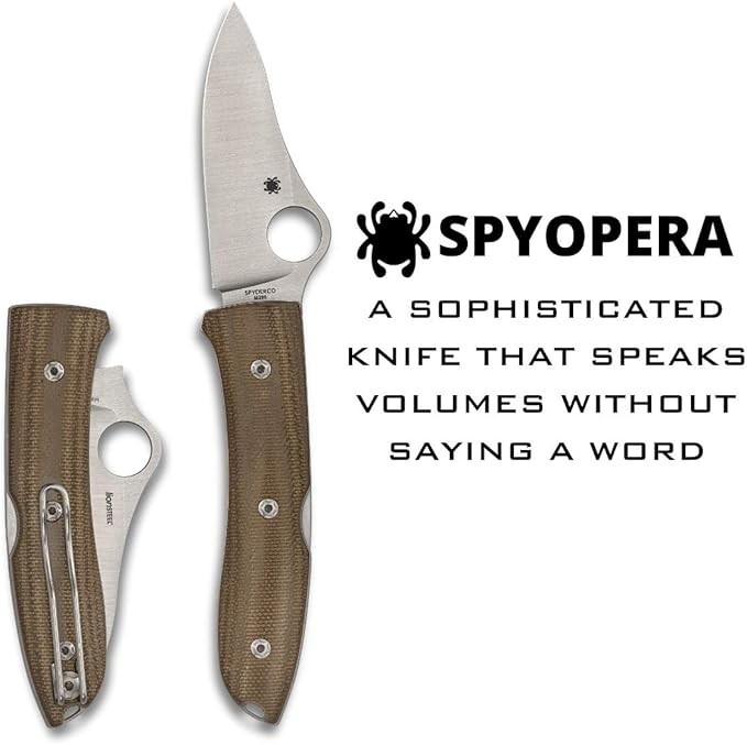 Spyderco SpyOpera Lockback Brown Canvas Micarta M390 Blade C255CMP ...