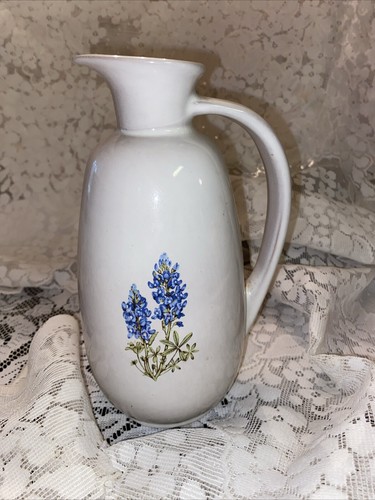 VINTAGE FRANKOMA POTTERY 80 STONEWARE PITCHER TEXAS BLUEBONNETS 10 ...