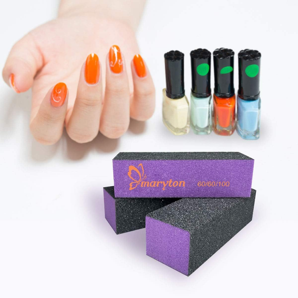 Maryton Nail Buffer Sanding Block Polisher Buffing File 60/100 Grit for ...