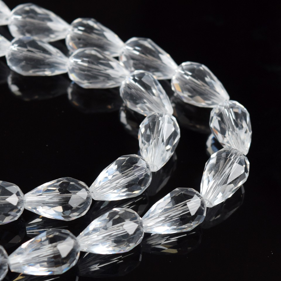 FACETED TEARDROP CRYSTAL GLASS BEADS PICK COLOUR - 4X6 5X7 8X11 10X15 ...