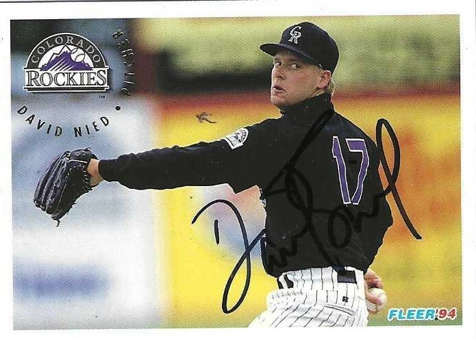 Autographed/Signed 1994 Fleer #447 David Nied Colorado Rockies | eBay