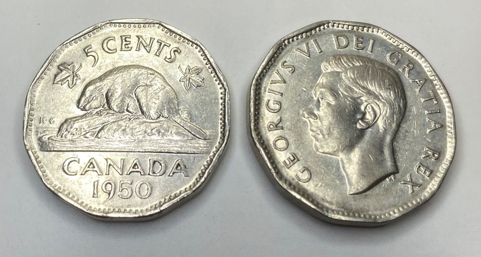 1950 CANADA 5 CENT COIN GEORGE VI! RARE LOW MINTAGE NICKEL! BEAUTIFUL ...