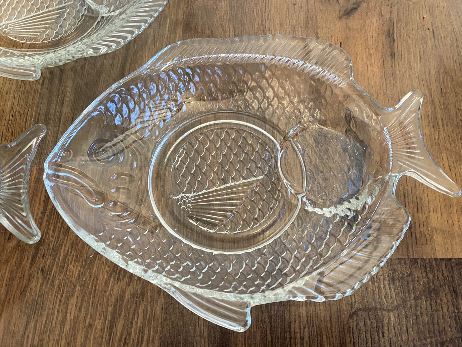 Clear Glass Fish Shaped Appetizer Plates with Dipping Cups Set of 3 | eBay