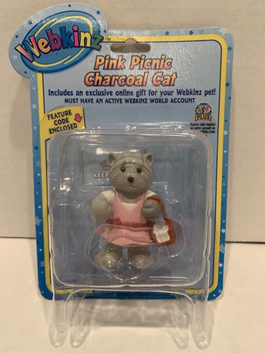 GANZ Webkinz Pink Picnic Charcoal Cat Plastic Pet Figure Toy New in ...