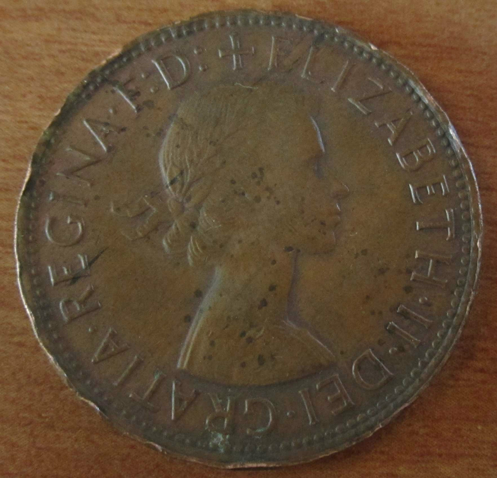 1964 Australia 1d One Penny ** ERROR CRENULATED EDGE ** #1064 =SUPER ...