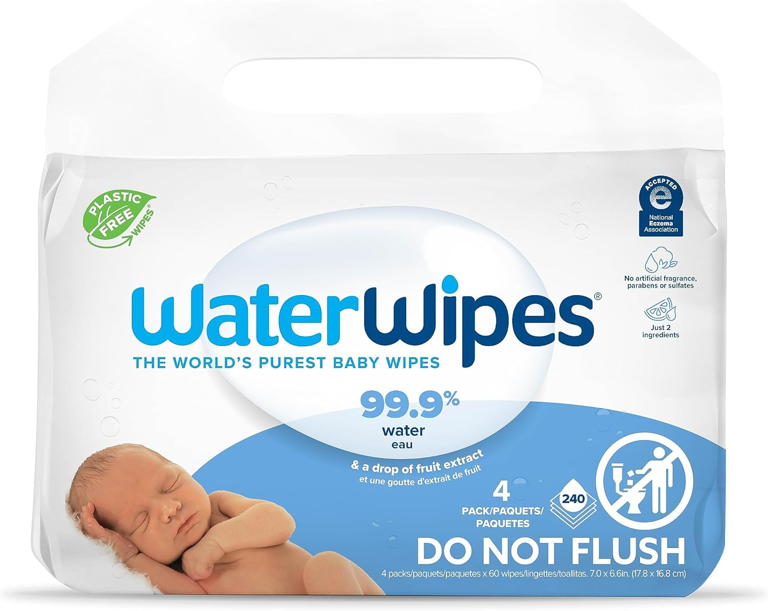 Waterwipes Plastic-Free Original-Baby Wipes, 99.9% Water Based Wipes ...