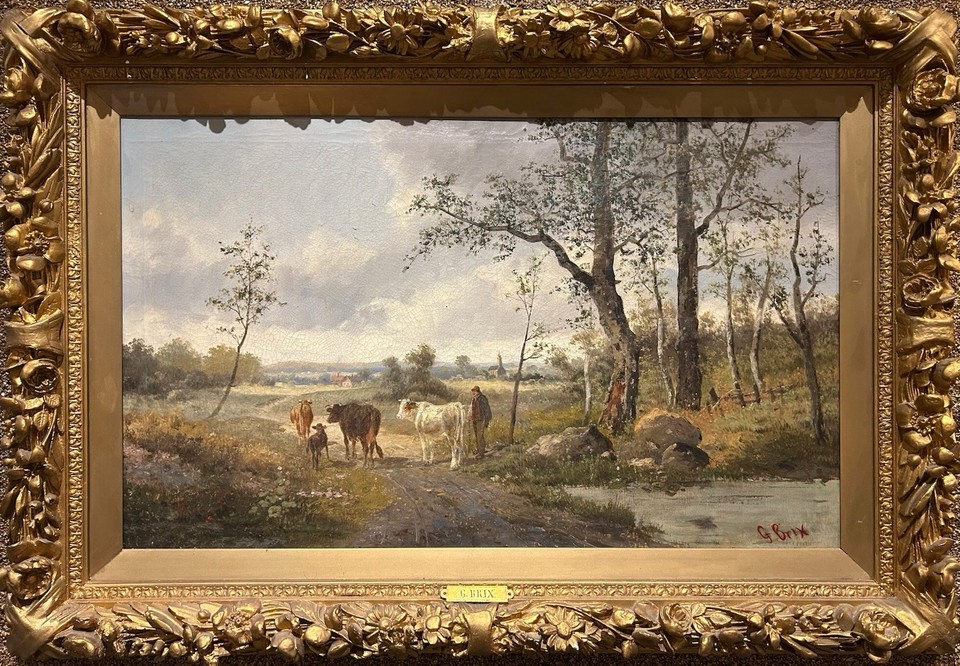 Impressive Antique Oil Painting by G. Brix | Ornate Gilt Frame | 19thC | Signed | eBay UK