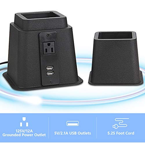 Bed Risers with Power Outlet and USB Ports, Adjustable Heavy Duty ...