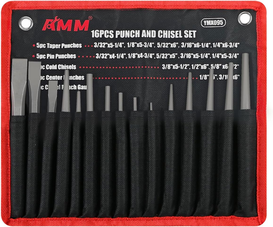 16PCS Punch and Chisel Set, including Taper Punch, Cold Chisels, Pin ...
