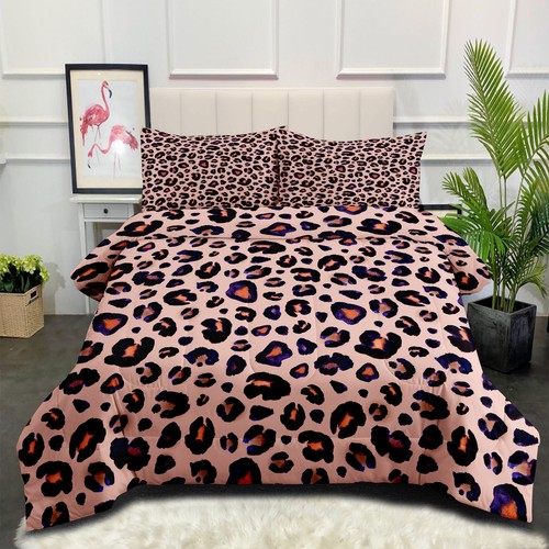 Leopard Print Bedding Set 3Pcs Quilt Duvet Cover Dorm Double Single ...