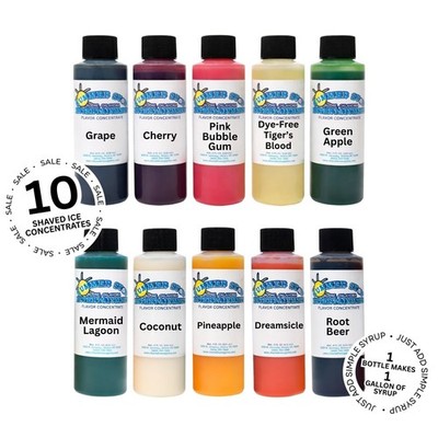 Snow Cone Syrup Flavor Mix Concentrate Shaved Ice Kone Mix *** 10 PACK ...