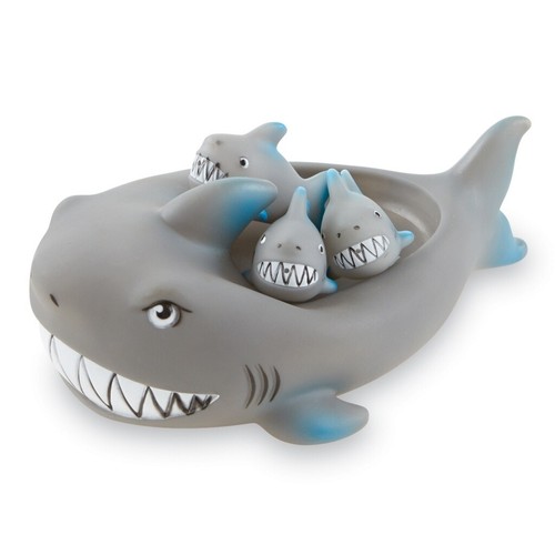 Mud Pie E1 Baby Boy Or Girl Shark Bath Time Play Bath Toys 4pc Set ...