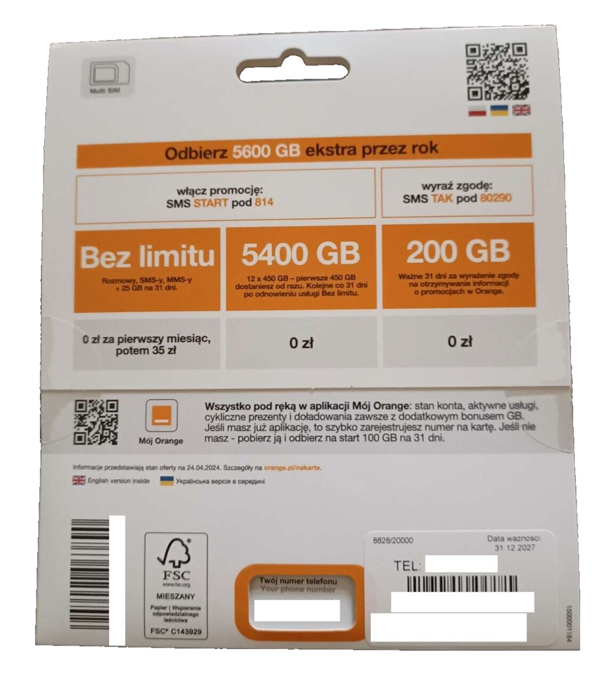 Polish SIM CARD from network Orange 3in1 (Standard-Micro-Nano) | eBay UK