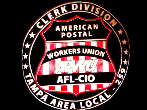 APWU American postal Workers UNION Tampa FL local 259 blue M t shirt | eBay
