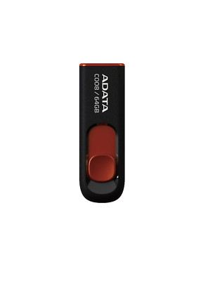 ADATA C008 Capless Sliding USB Flash Drive, AC008-64G-RKD with Lanyard ...