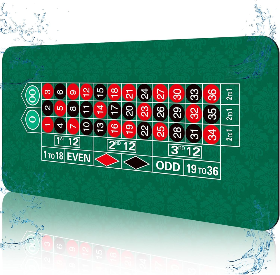 70'' x 35'' Upgraded Waterproof Casino Roulette Tabletop Dark Green ...