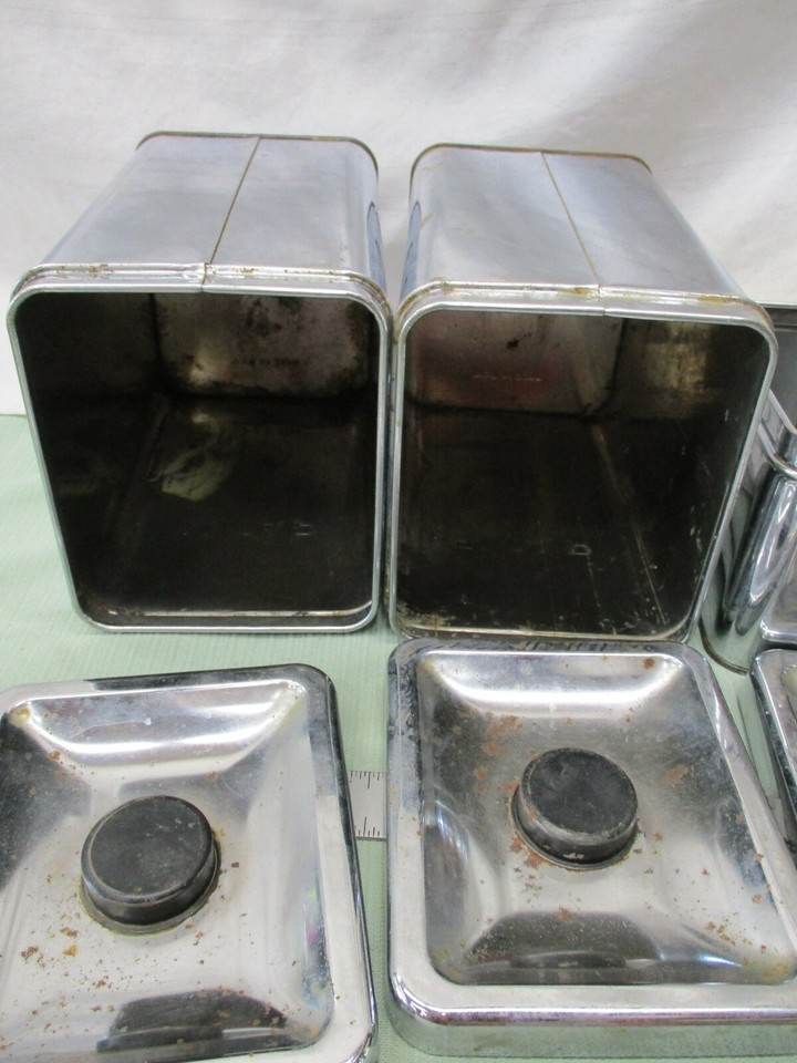 Vintage 1950's Kreamer Ware Metal Kitchen Canister Set Coffee Tea Flour ...