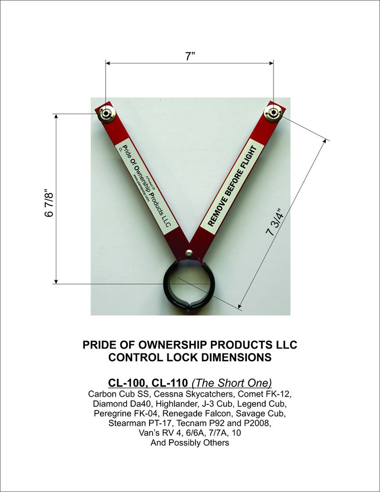 ON SALE NOW!! AIRCRAFT CONTROL LOCK MODEL CL100 FOR CUBS, CERTAIN RVs ...