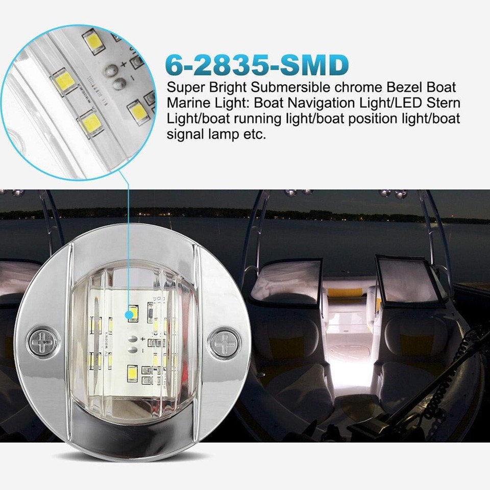 2/6x Marine Boat LED Deck Courtesy Lights Round White/Blue Stern ...