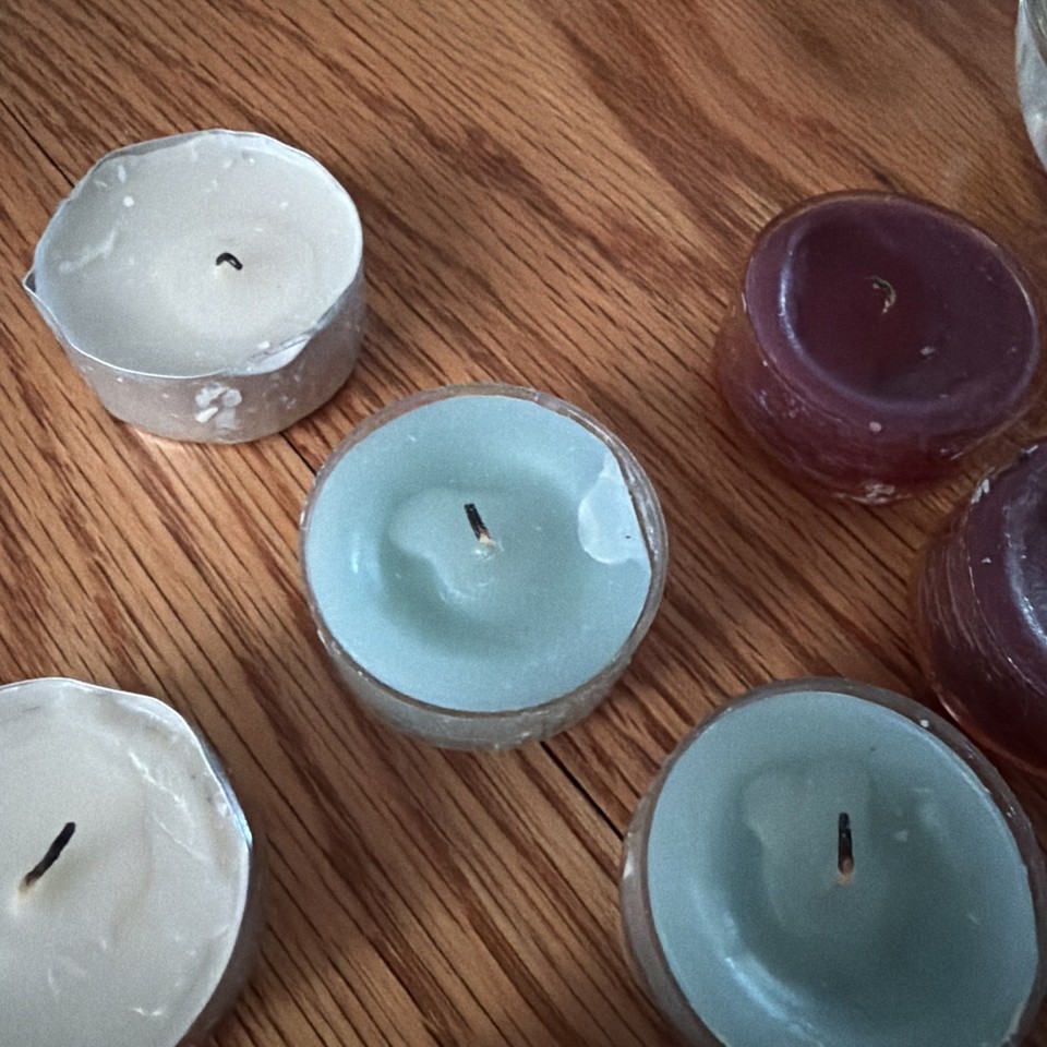 Lot of 32 Candles - Tea lights, Votives And Tea Light Holder used and ...