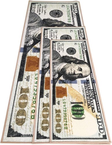 Money Rugs 100 Dollar Bill Runner Cool Area Rug for Living Room Kitchen ...