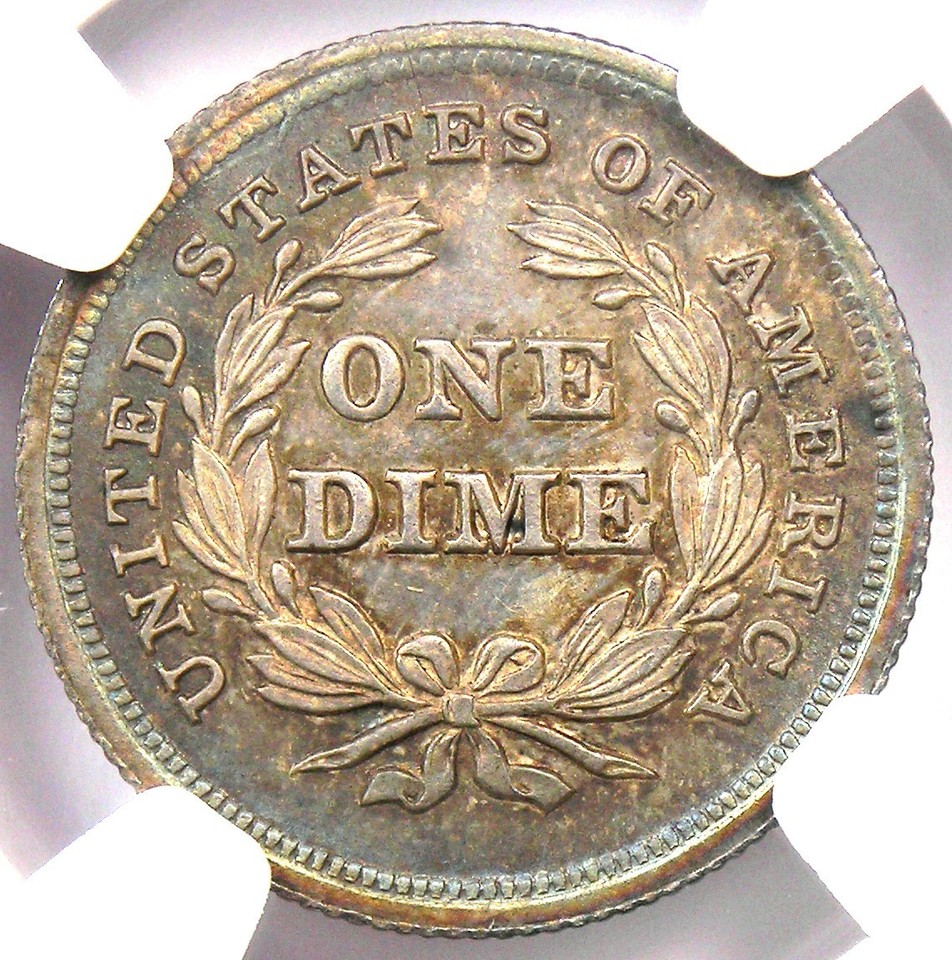 1838 Seated Liberty Dime 10C Large Stars Coin - NGC Uncirculated Detail ...