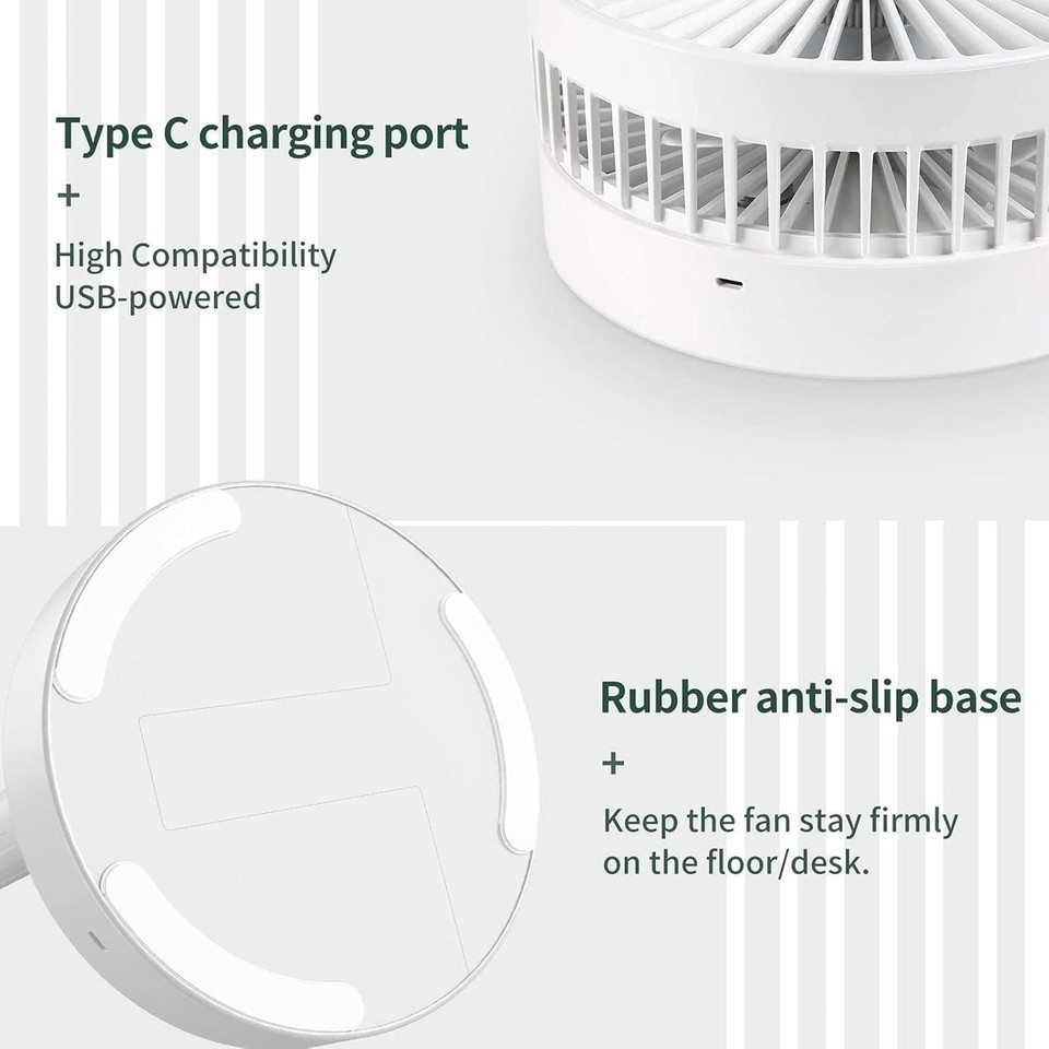 Uaste 7200mAh Portable Standing Fan, Foldable Telescopic Pedestal Fan ...