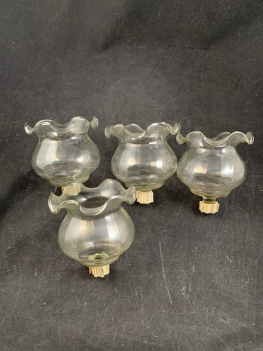 Set/4 Glass Peg Votive Cup Candle Holder Fluted Ribbed Scalloped Home ...