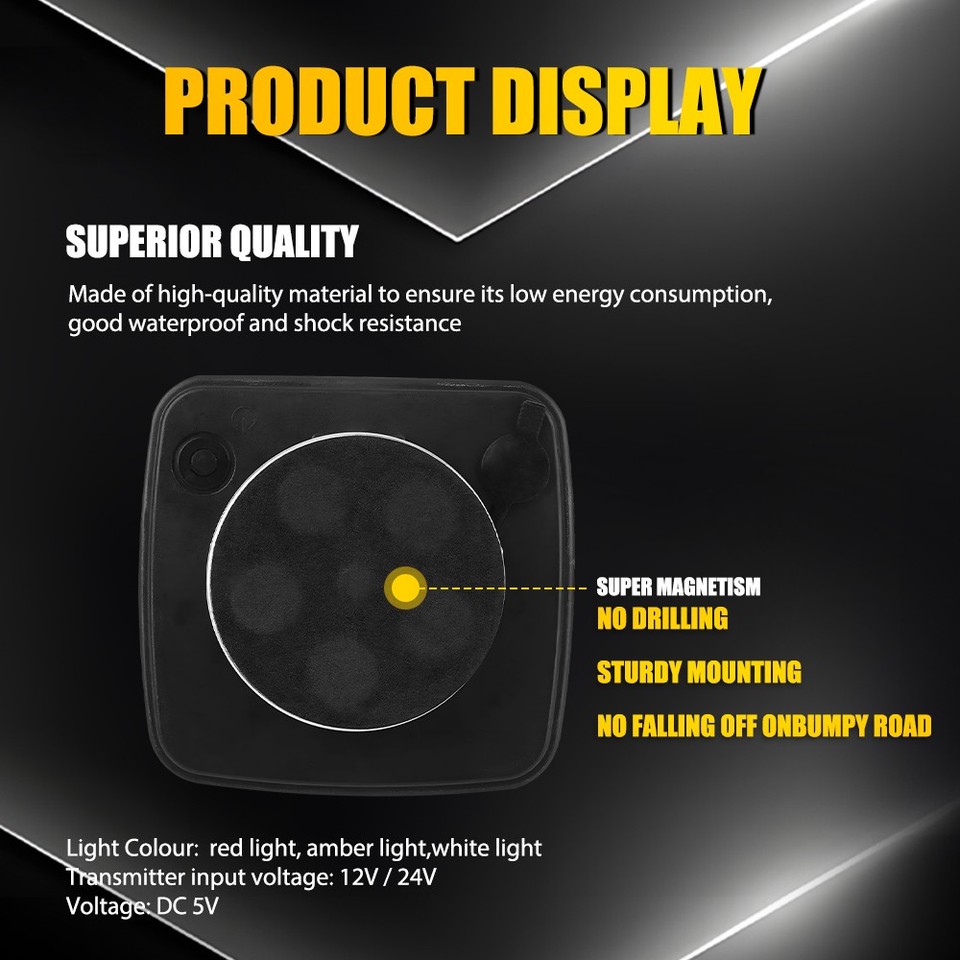 Wireless Led Tail Rear Light Battery Operated USB Magnetic Tow Towing ...