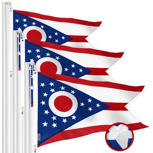 G128 3 Pack: Ohio OH State Flag 2x3 Ft Embroidered 220GSM Spun ...
