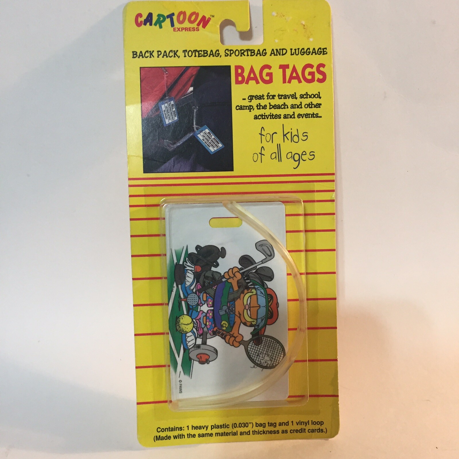 Vintage 1995 Garfield Cartoon Express Plastic Luggage Bag Name Tag ...