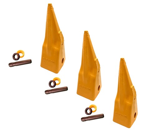 3 Excav. Bucket Single Sharp Rock Teeth w Pins, Fits CAT J350 Series ...
