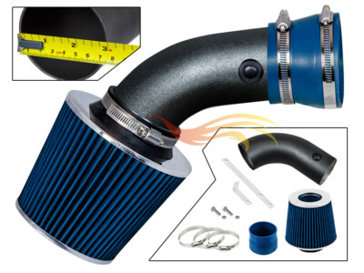 MATTE BLACK PIPE BLUE SHORT RAM INTAKE For 93-03 BMW E32 E38 / E34 E39 ...
