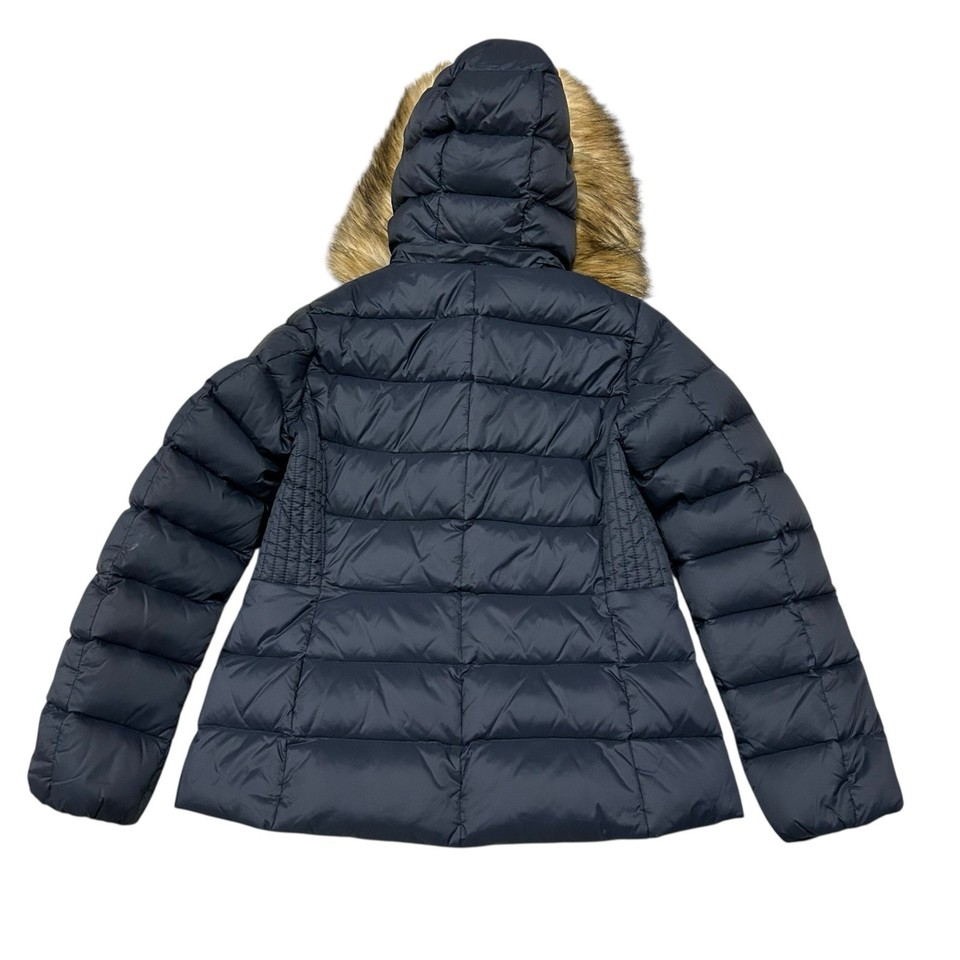 Talbots Down Puffer Jacket Women's Petite Medium MP (P) Navy Blue Full ...