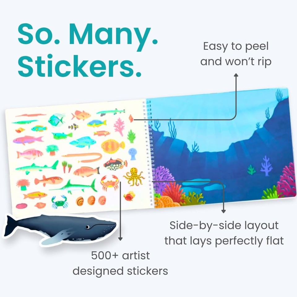 Ocean Sticker Book Activity for Kids, Toddler Airplane Travel ...