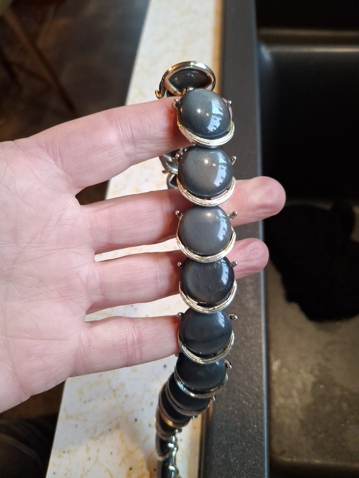 Vintage Mid Cen Lisner Thermoset/moonglow Choker 17 Inches Slate Gray ...