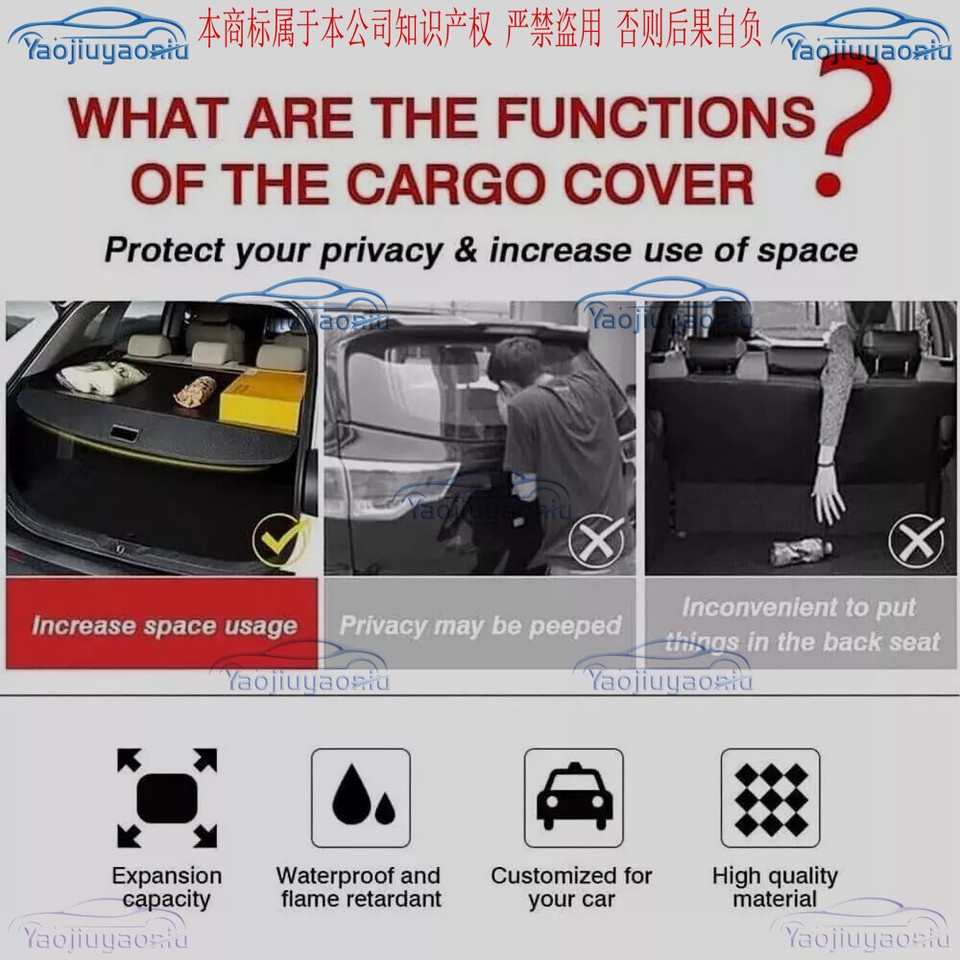 For Dodge Durango 2011-2025 Retractable Cargo Cover Rear Trunk Privacy ...