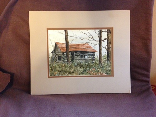 ORIGINAL SIGNED ACRYLIC PAINTING GAEL WALLACE COLORADO ARTIST CABIN IN ...