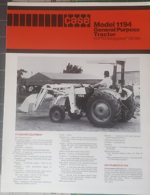 Case Model 1194 General Purpose 43 hp Tractor Sales Brochure | eBay