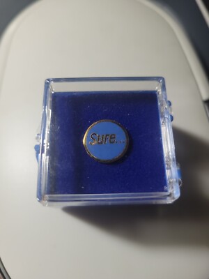 Sure Blue Enamel Goldtone Lapel Pin Pinback in box | eBay