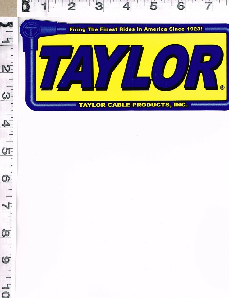 NEW, TAYLOR CABLE PRODUCTS INC. STICKER, 3 1/4" X 7 3/4", BLUE & GOLD ...